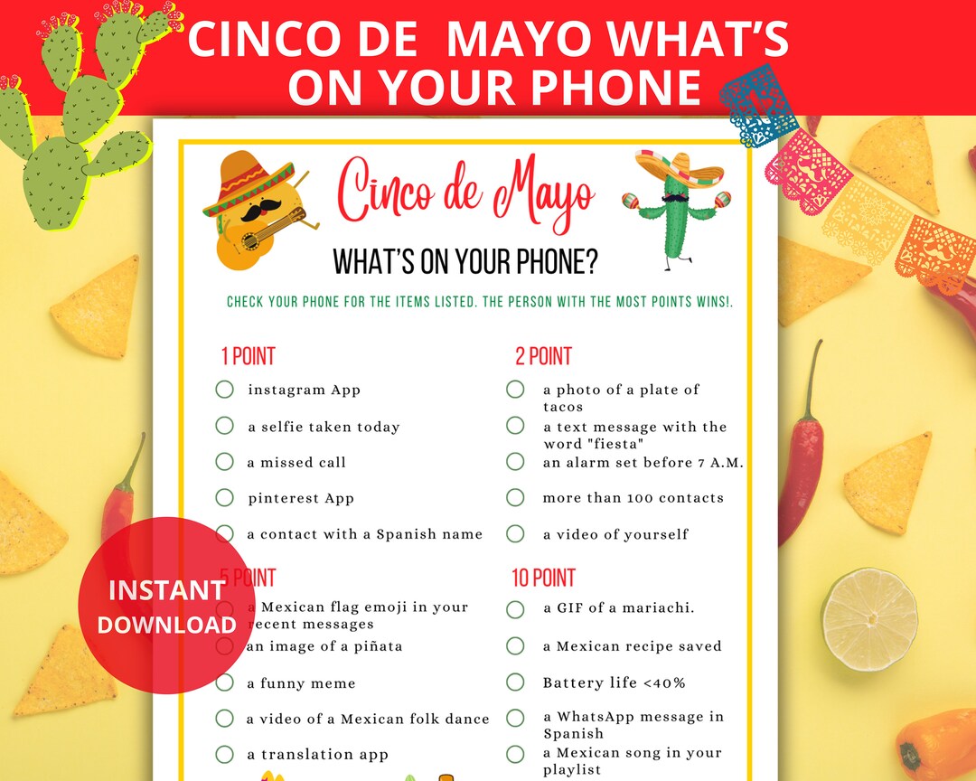 Cinco De Mayo Whats on Your Phone,cinco De Mayo Games,mexican Fiesta ...
