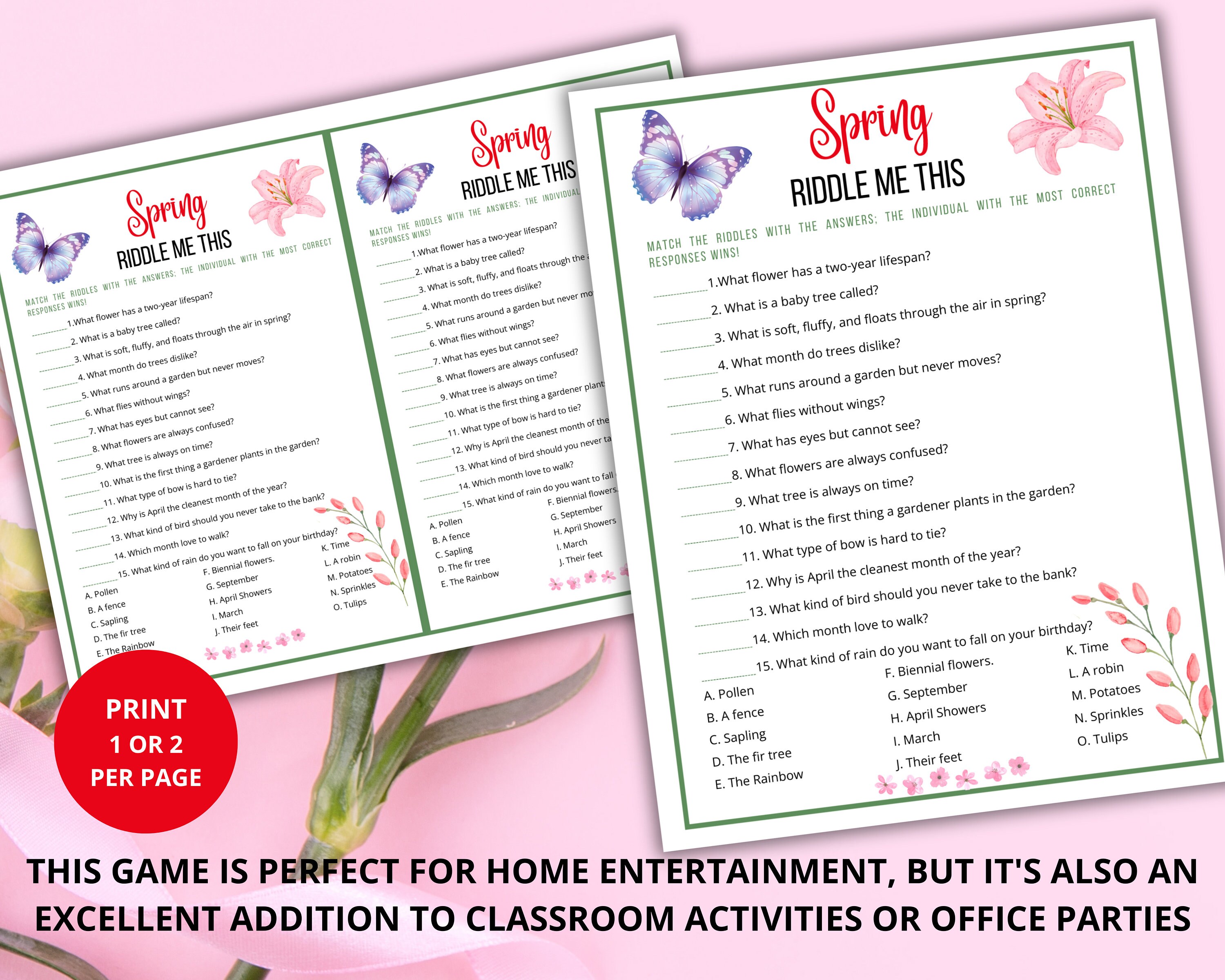 Spring Riddle Me This Game, Printable Spring Game, Springtime Games ...