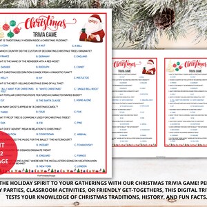 Christmas Trivia Game,holiday Trivia Questions,fun Christmas Quiz ...
