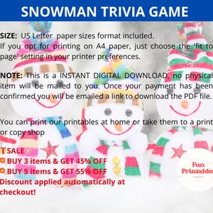 Winter Trivia Game,snowman Trivia,winter Quiz,snow Questions,winter ...