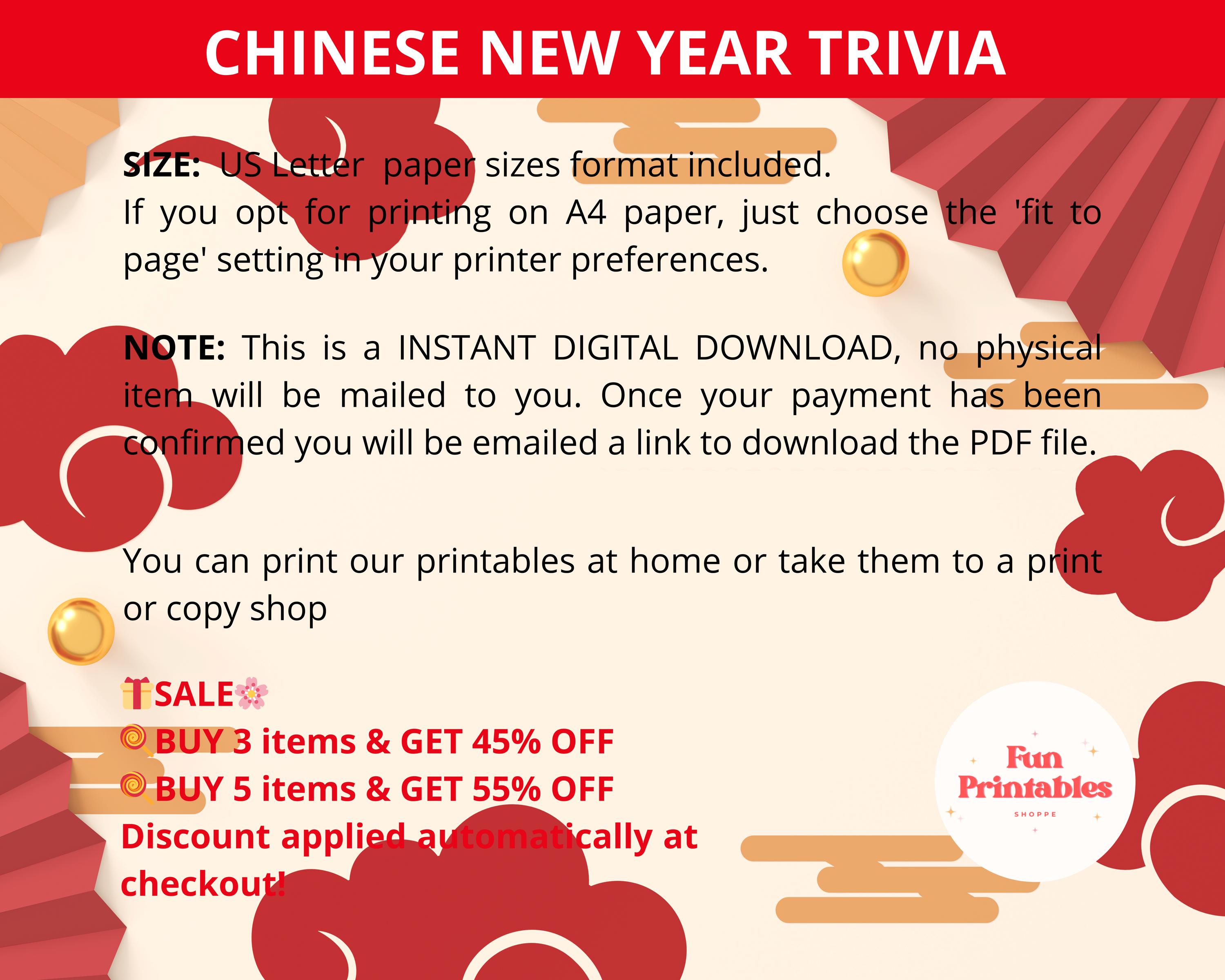 Chinese New Year Trivia,lunar New Year Activity,cny Quiz Game,chinese ...