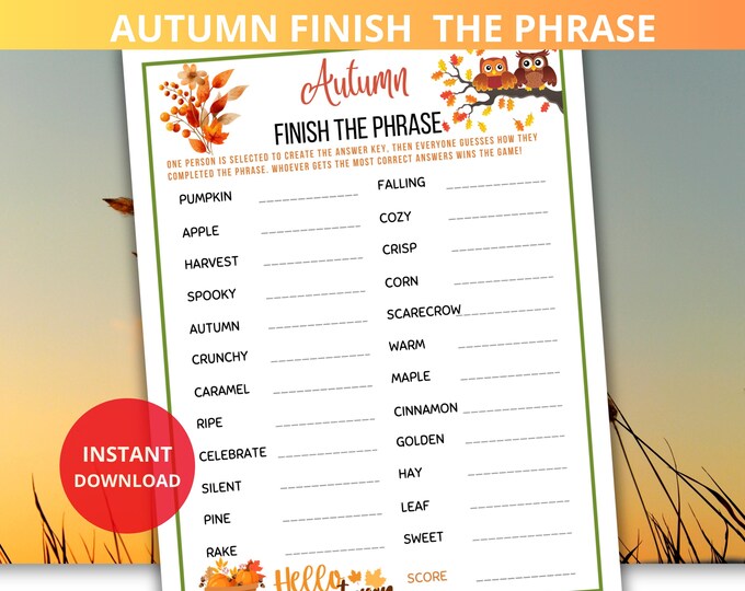 Autumn Trivia Game, Fall Trivia Game, Autumn Seniors Game, Autumn ...