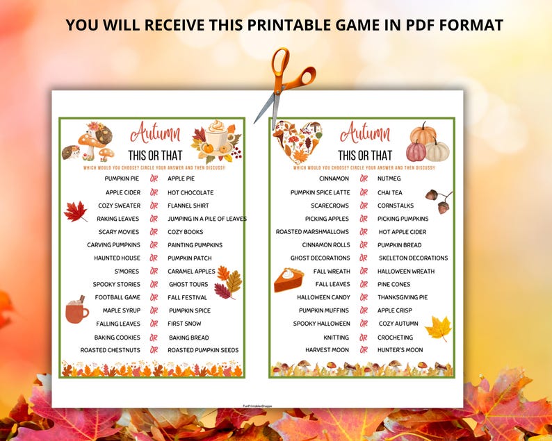Fall This or That,fall Trivia,autumn Party Game,fall Time Activities ...