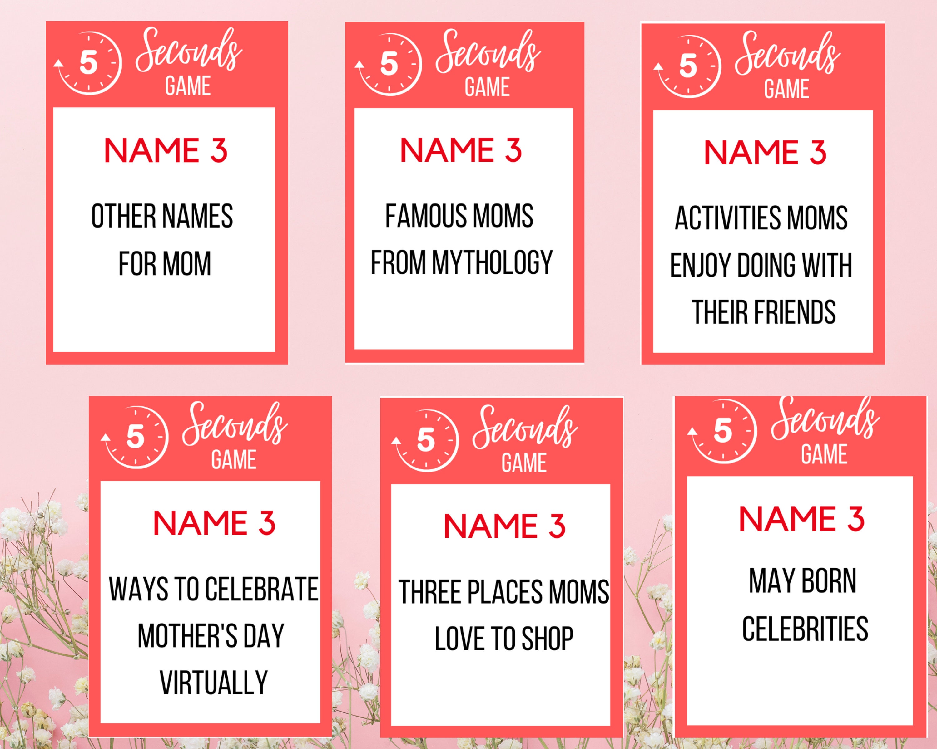 Mother's Day 5 Second Game,adults,mothers Day Activities,mother's Day ...