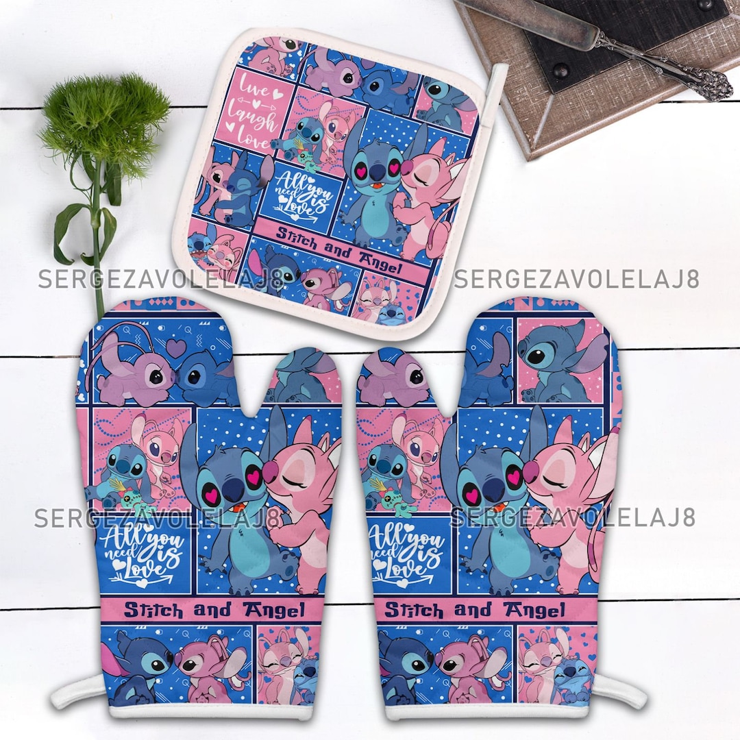 Disney Lilo and Stitch Combo 2 Oven Mitts and 1 Pot Holder Set, Cute ...