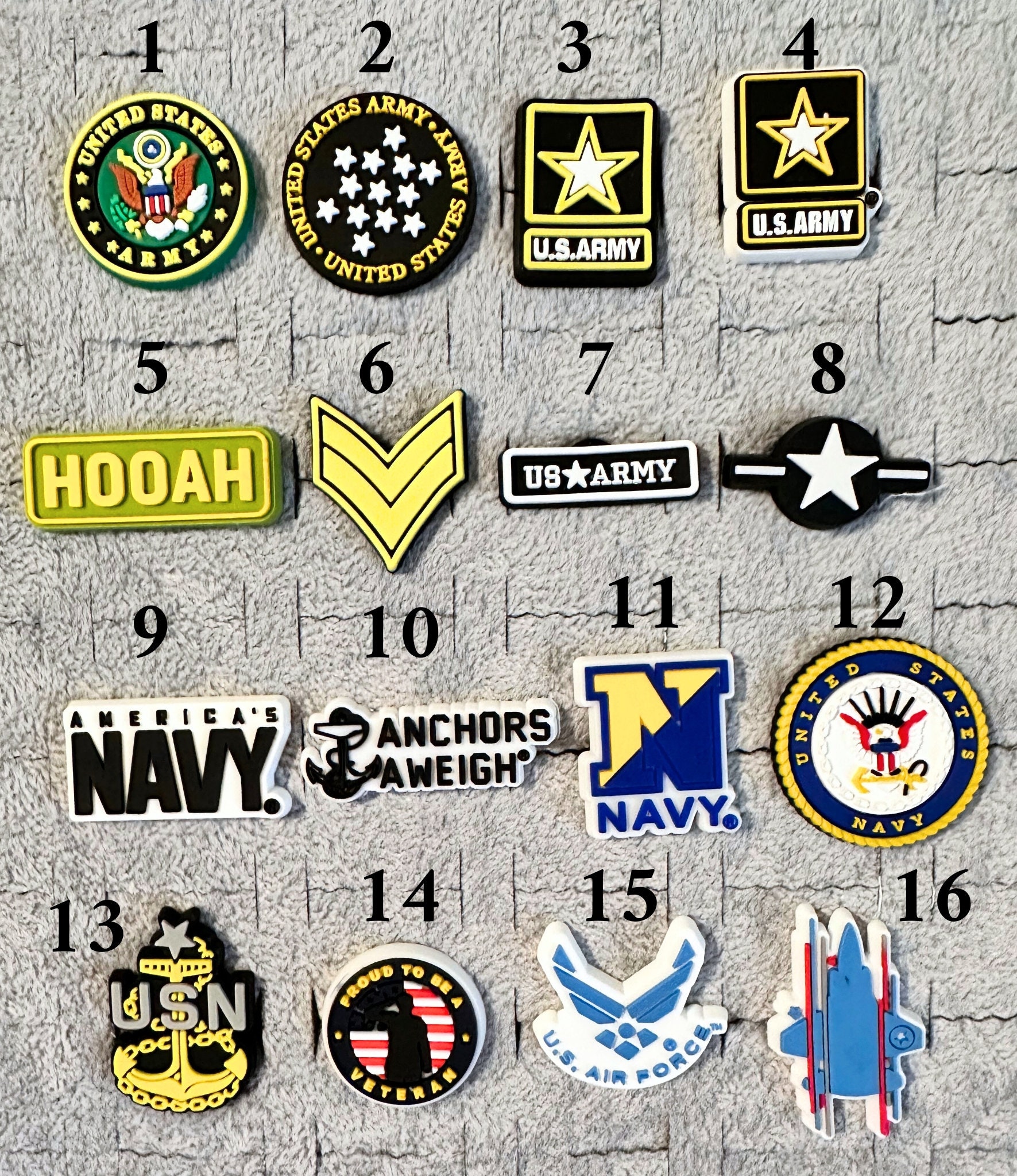 Military Decorated Veteran US Army Hooah Navy Anchor Air Force Charm ...