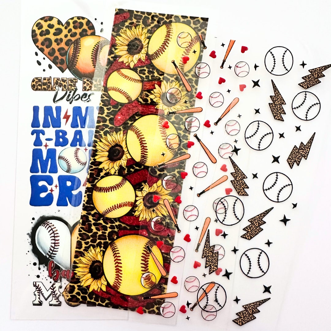 UV DTF Pen Wrap Bookmarks Baseball Mom Sports T-ball Softball Sunflower ...