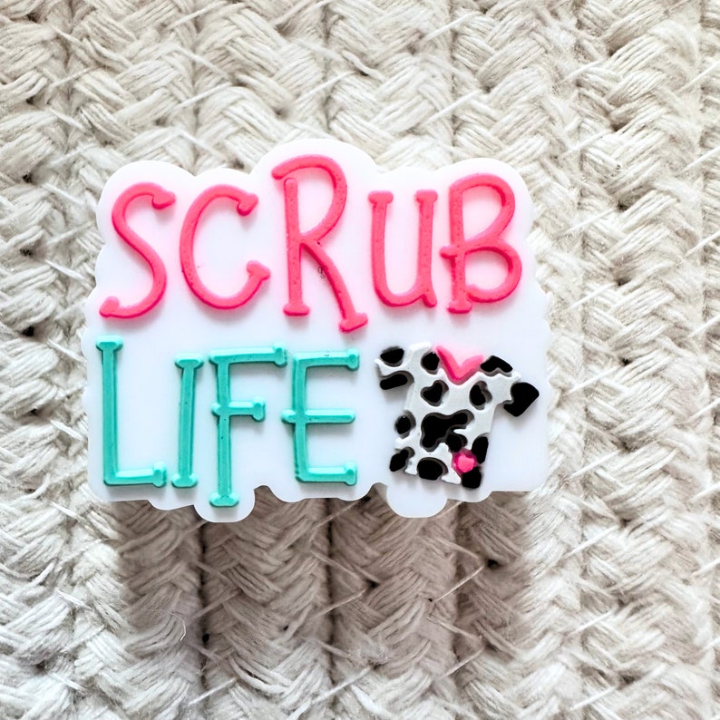 Scrub Life Scrubs Cow Print Nurse Medical RN Doctor Silicone Focal Bead ...