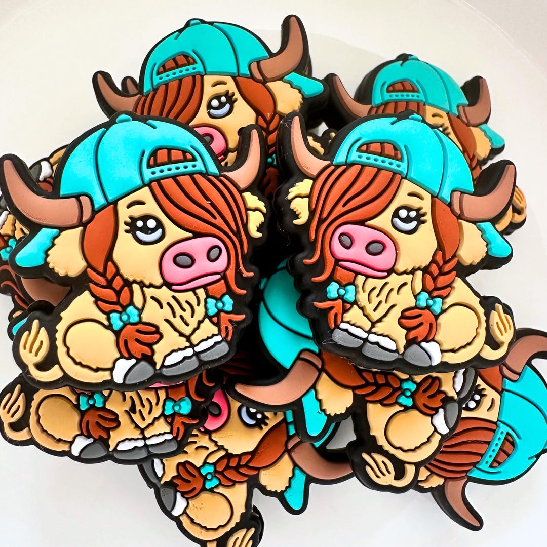Cute Baby Highland Cow Pigtails Baseball Hat Country Western Silicone ...