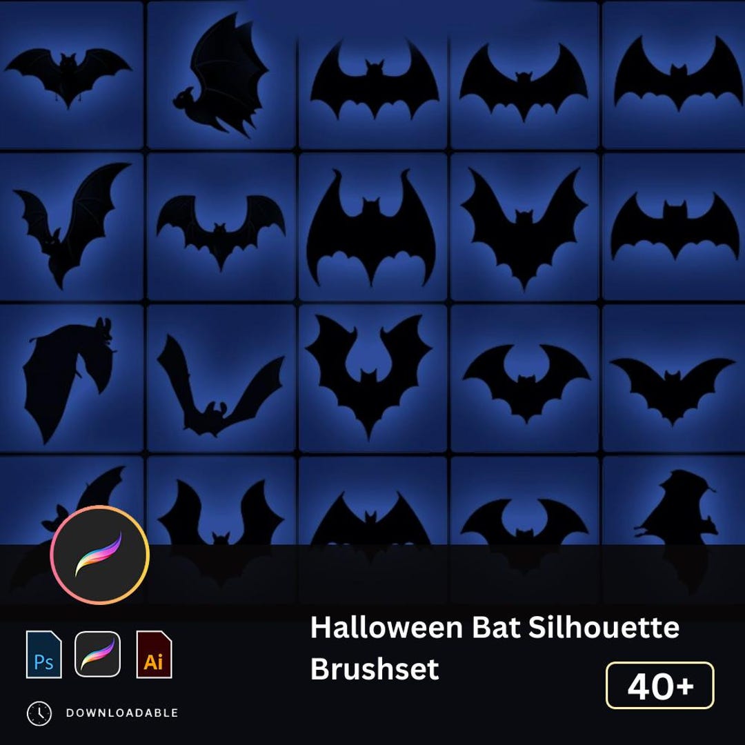 40+ Halloween Bat Silhouette Procreate Brush - Dark Flying Patterns for ...