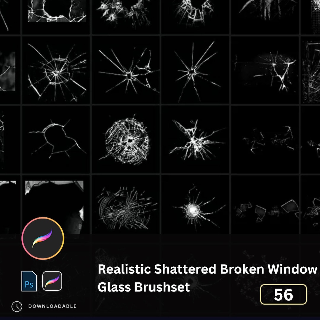 50+ Shattered Glass Effects Procreate Brush, Realistic Broken Windows ...