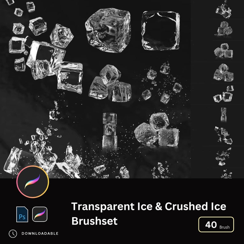 40+ Clear Ice Brushes for Procreate & Photoshop Summer Crystals Crushed ...