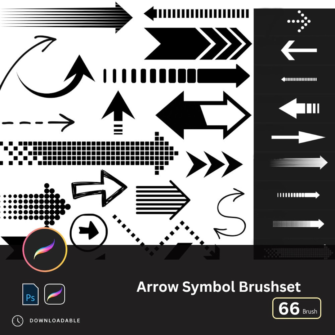 66 Arrow Symbol Brushes for Procreate & Photoshop | Basic, Clean ...