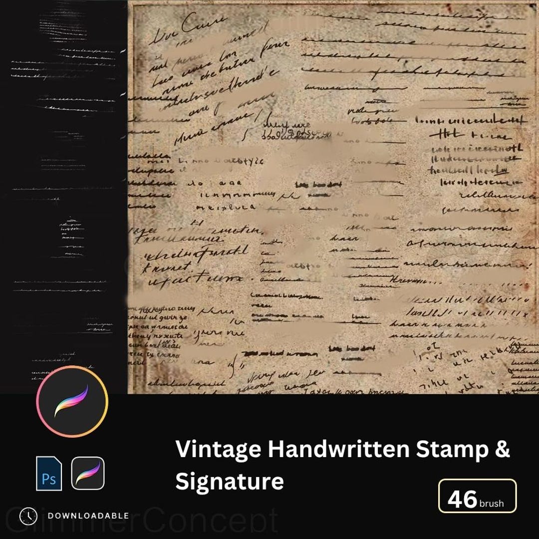 Vintage English Manuscript Procreate Brush PS Brush Handwritten Stamp ...