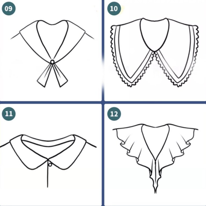 40 Collar Line Art Procreate & PS Brushes| Apparel Design Elements ...