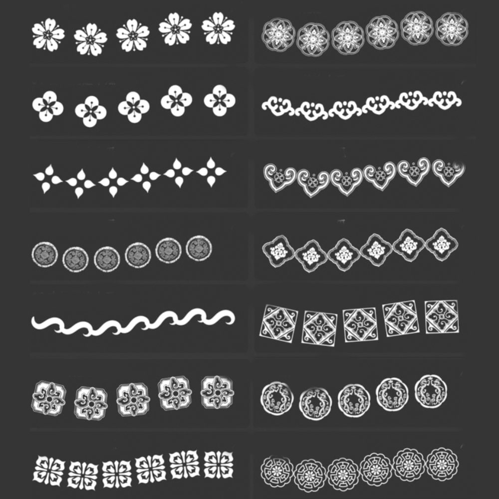 60 Oriental Style Border Trim Pattern Brushes for Photoshop & Procreate ...