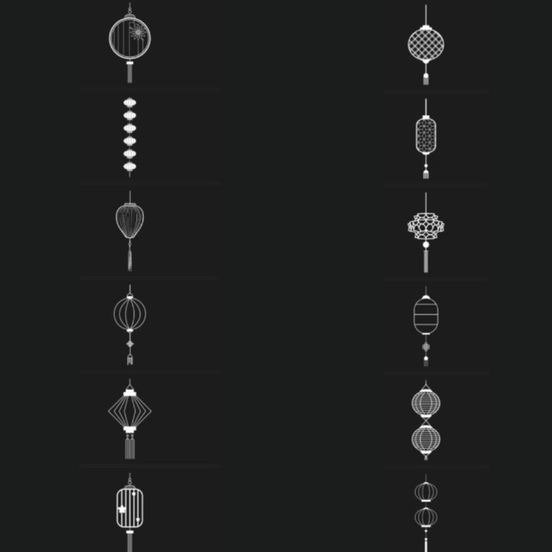 50 Lantern Brushes for PS & Procreate Stamps, Chinese and Japanese ...