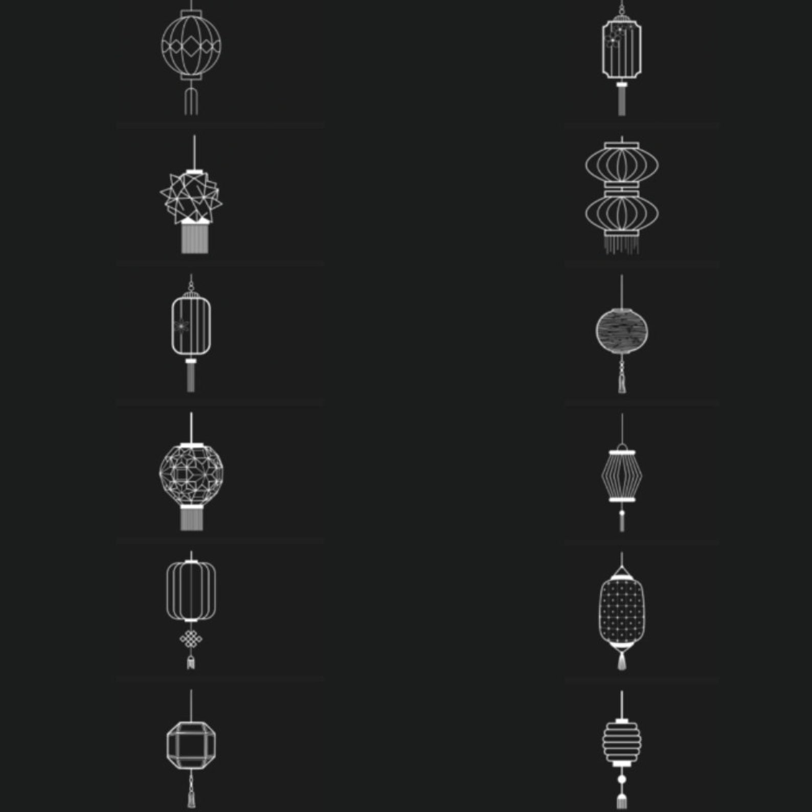 50 Lantern Brushes for PS & Procreate Stamps, Chinese and Japanese ...