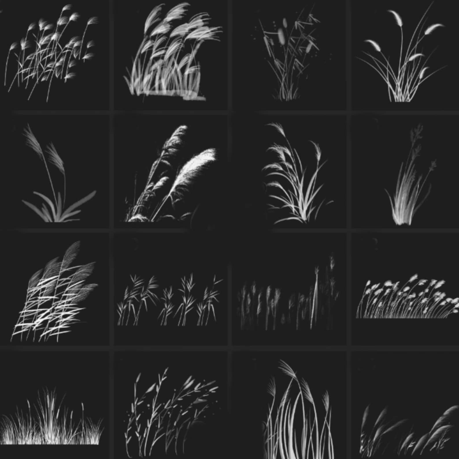 30 Reed Cluster Chinese Wuxia Brushes for Procreate & Photoshop ...