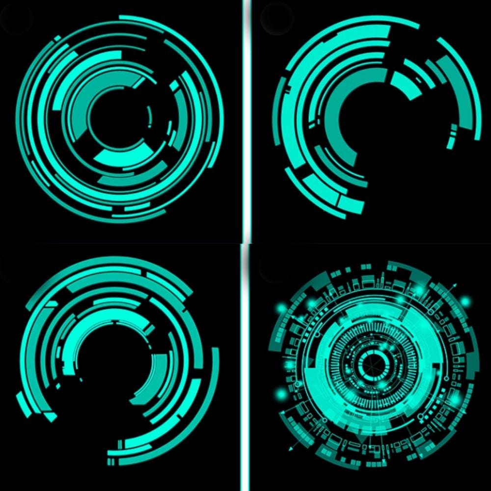 40 Cyberpunk Tech Elements Procreate Stamp | Futuristic Mechs ...