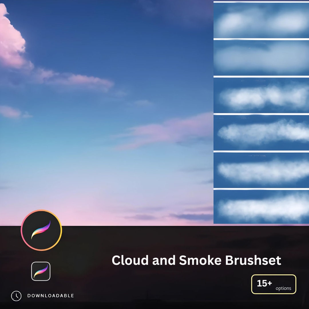 15+ Procreate Cloud Brushes Set Procreate Clouds Textures | Realistic ...