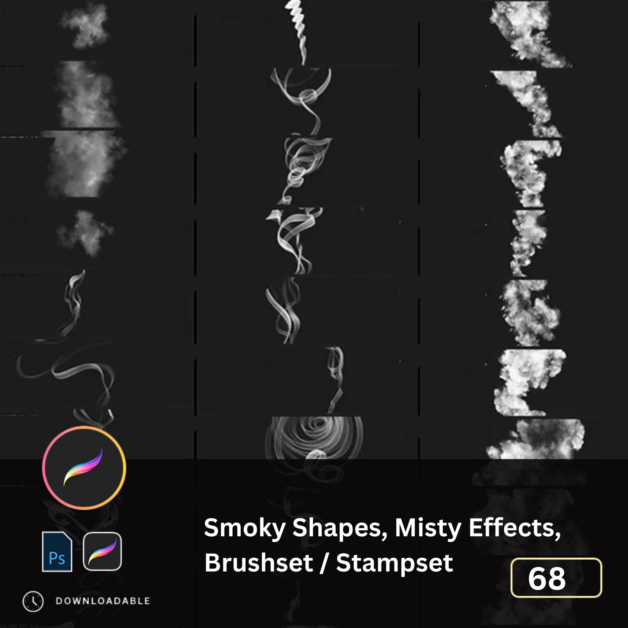 Smoky Shapes Procreate & PS Brushes Misty Effects, Vapor Clouds, Haze ...