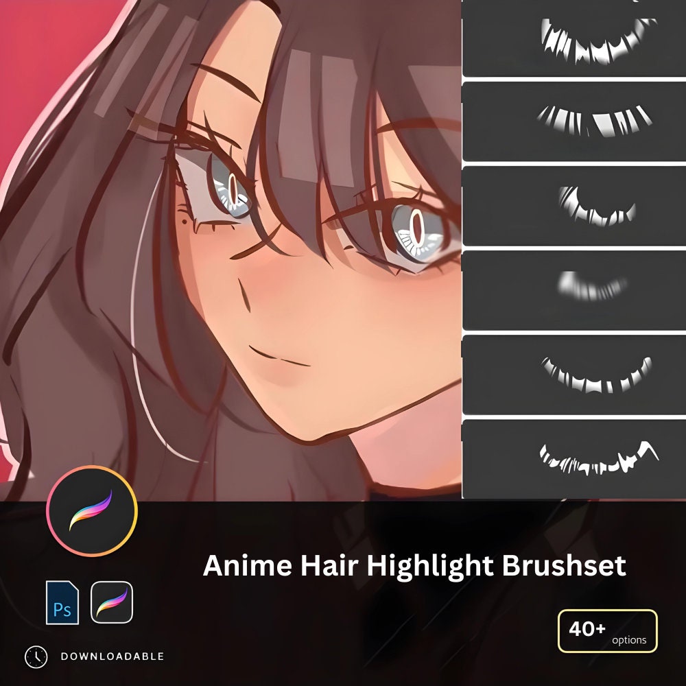 40+ Anime Hair Highlight Brushes | Reflective Shine Brushes for ...