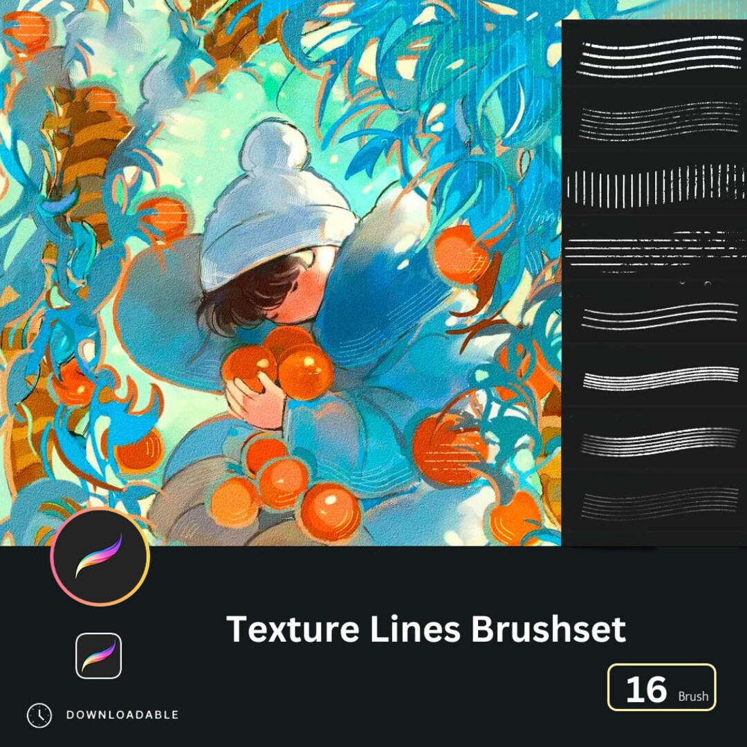 16 Texture Lines Brushes for Procreate | Hand-drawn Texture Lines for Ipad, Parallel Line Art ...