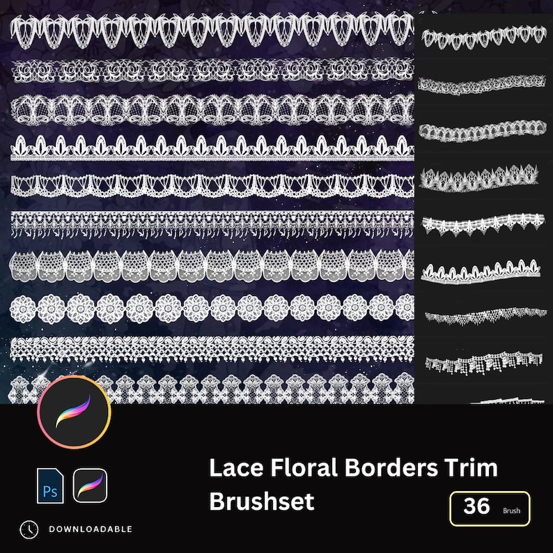 35+ Lace and Bead Brushes for Photoshop & Procreate | Floral Patterns ...