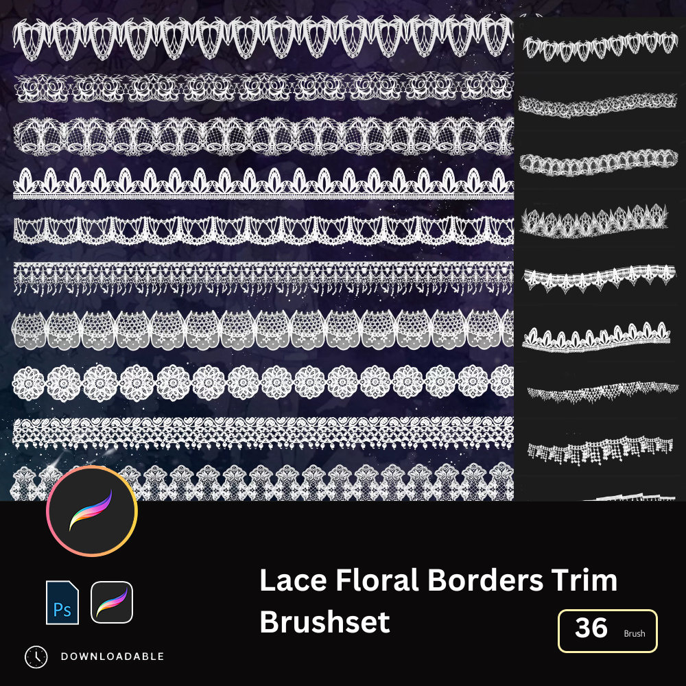 35+ Lace and Bead Brushes for Photoshop & Procreate | Floral Patterns ...