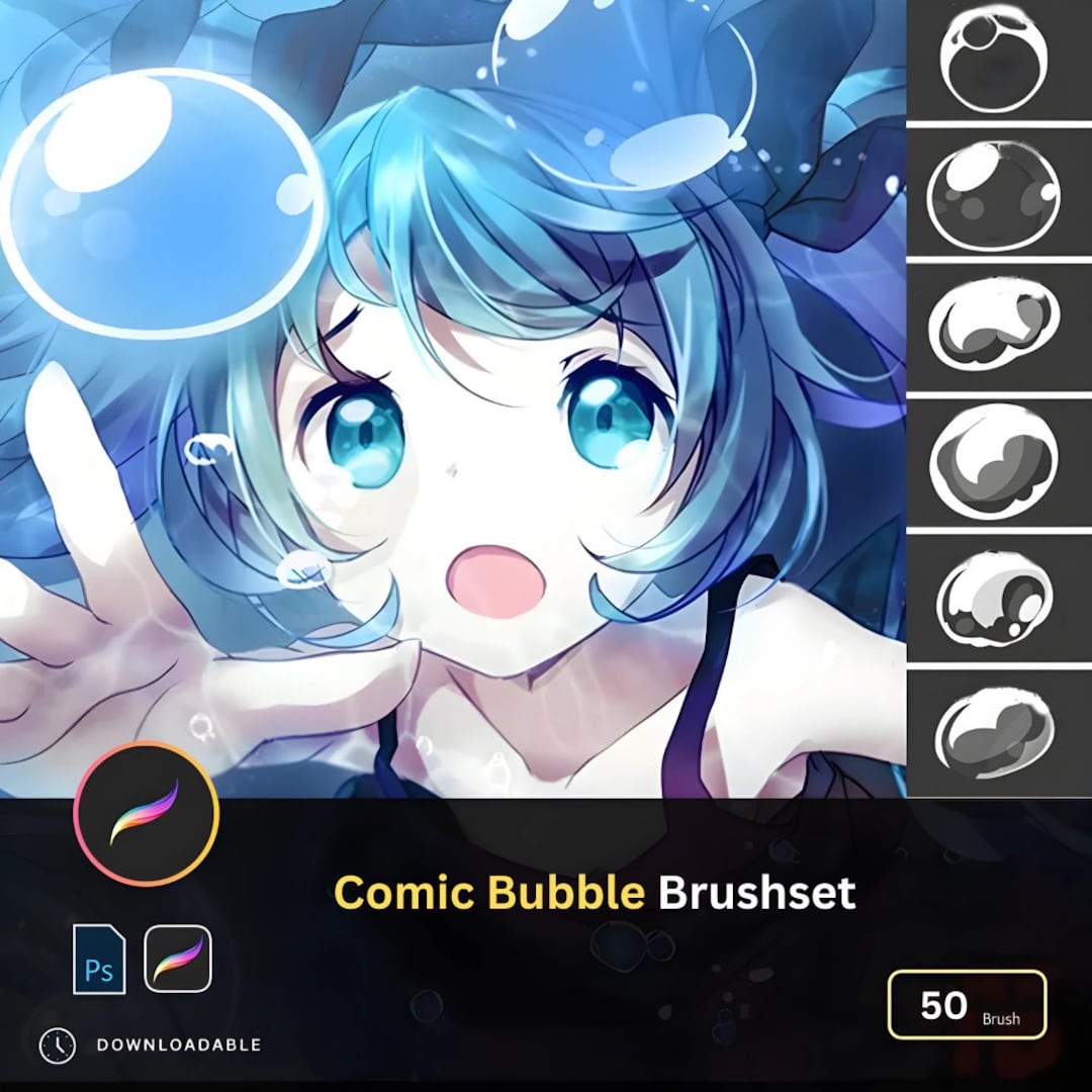 50+ Anime Bubble Procreate Bubbles Texture Brushes, Comic Bubbles ...
