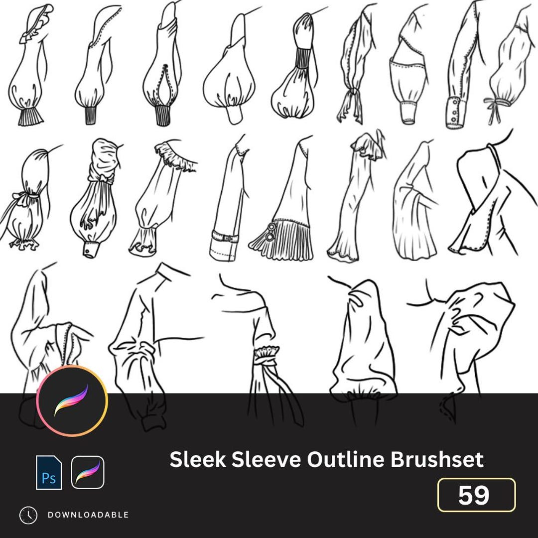 59 Sleeve Line Art Procreate and PS Brushset Clothing Design for ...