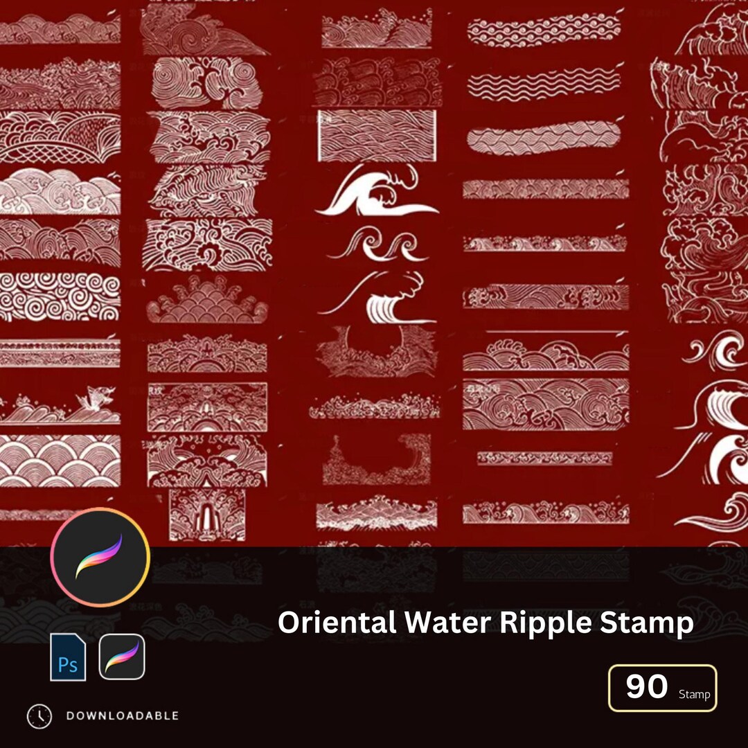 90 Oriental Ocean Wave Patterns, Japanese Water Ripple, Sea Wave ...