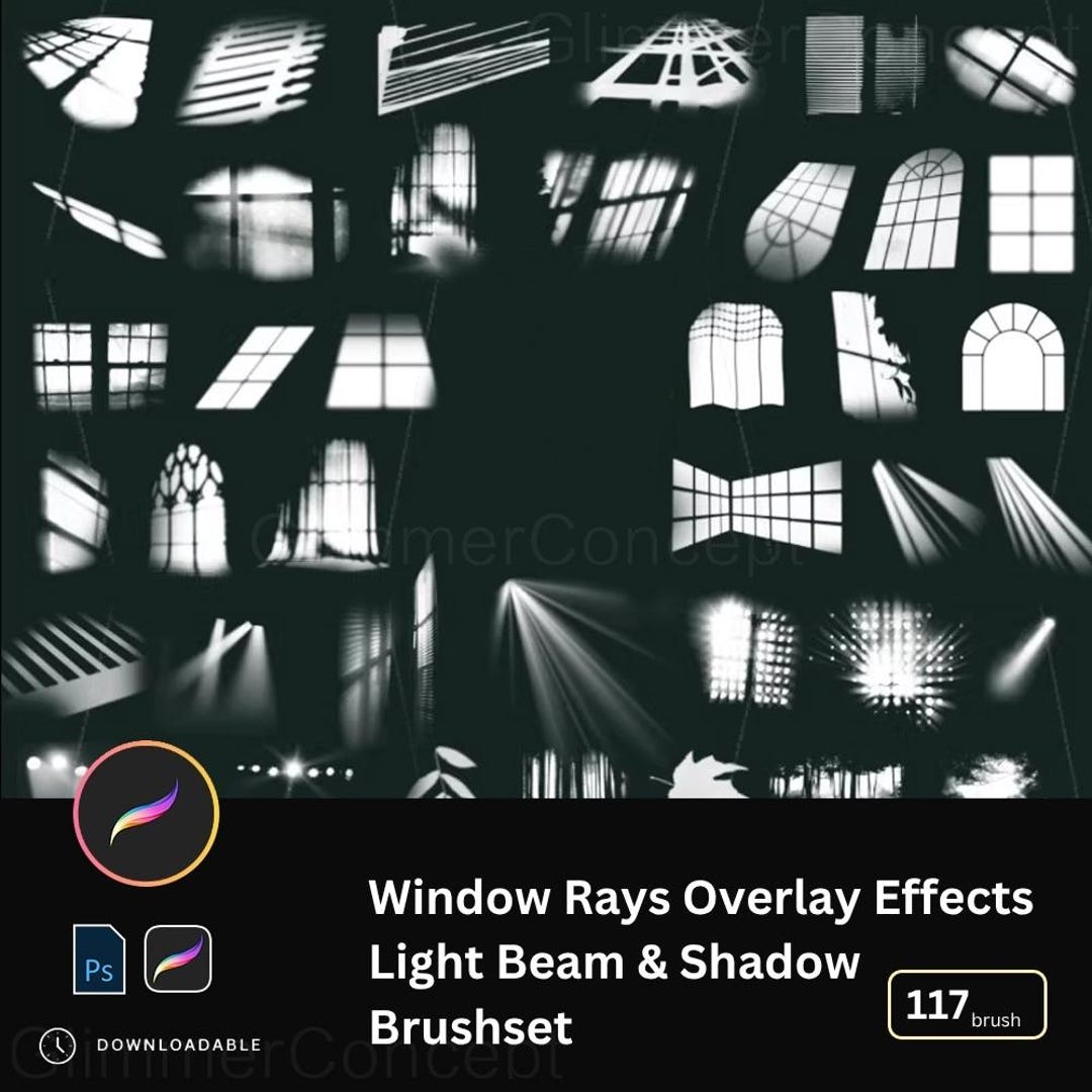 Light and Shadow Beam Procreate Brush PS Brush Window Sunlight Rays ...