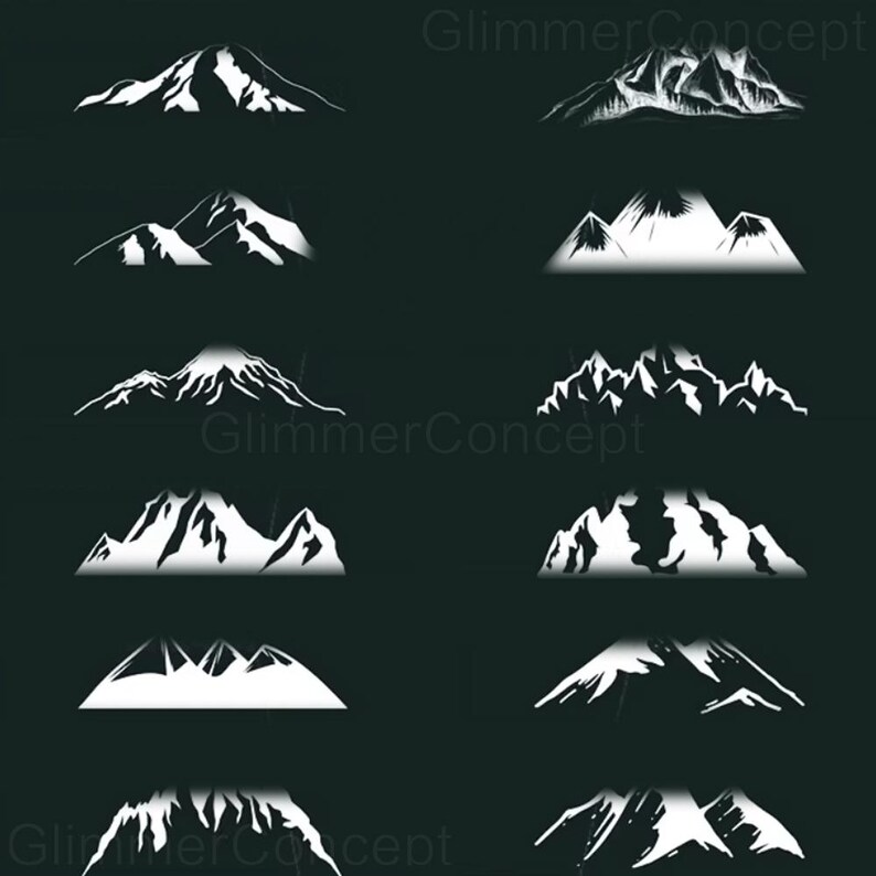Mountain Silhouettes Snow Peaks & Ranges: Procreate PS Brushset for ...