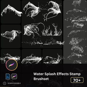 70+ Splash Effects Procreate & PS Stamp Brush, Water Drops, Waterfall Splashes, Wave Splash ...