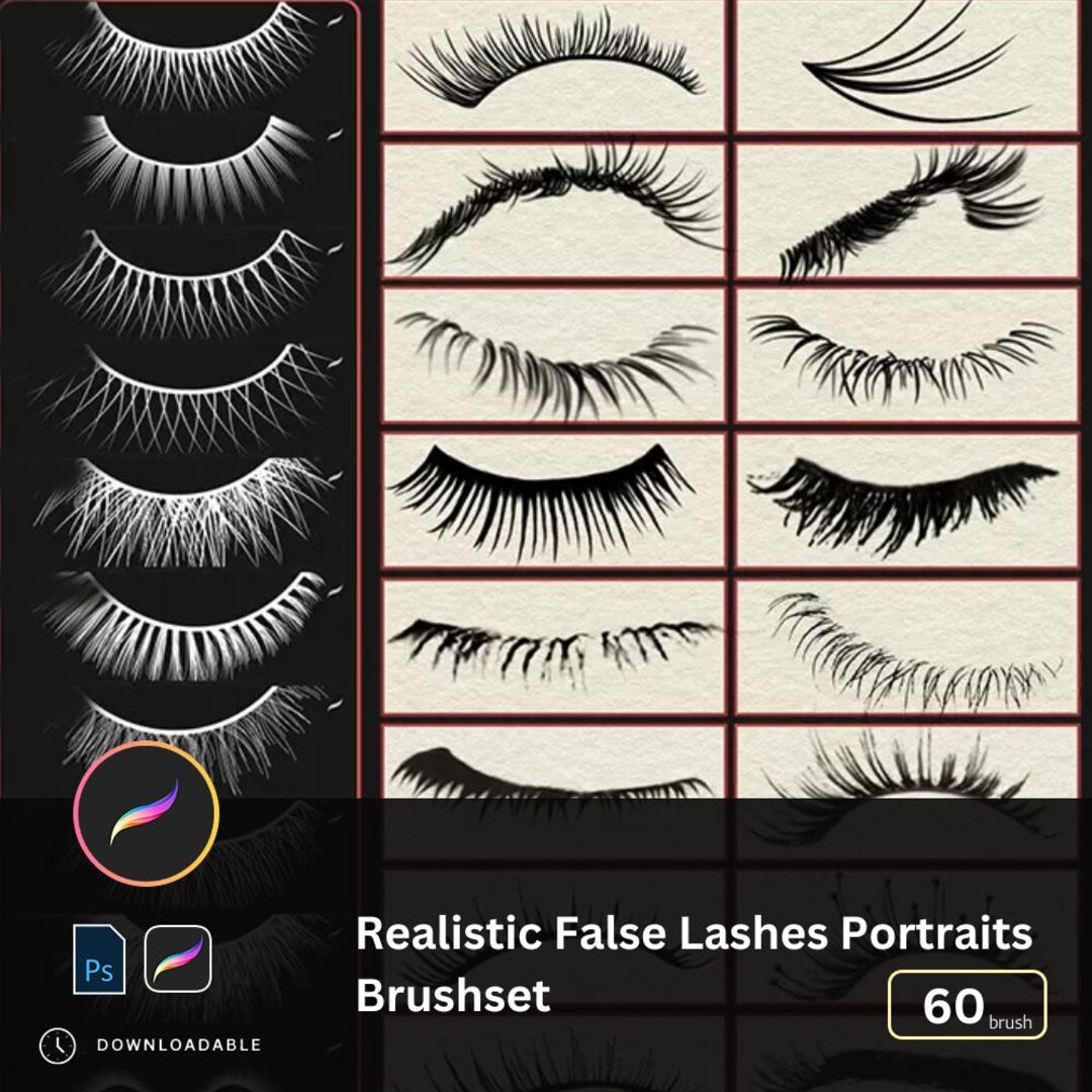 Procreate Eyelash Brushes | Realistic False Lashes for Portraits Female ...