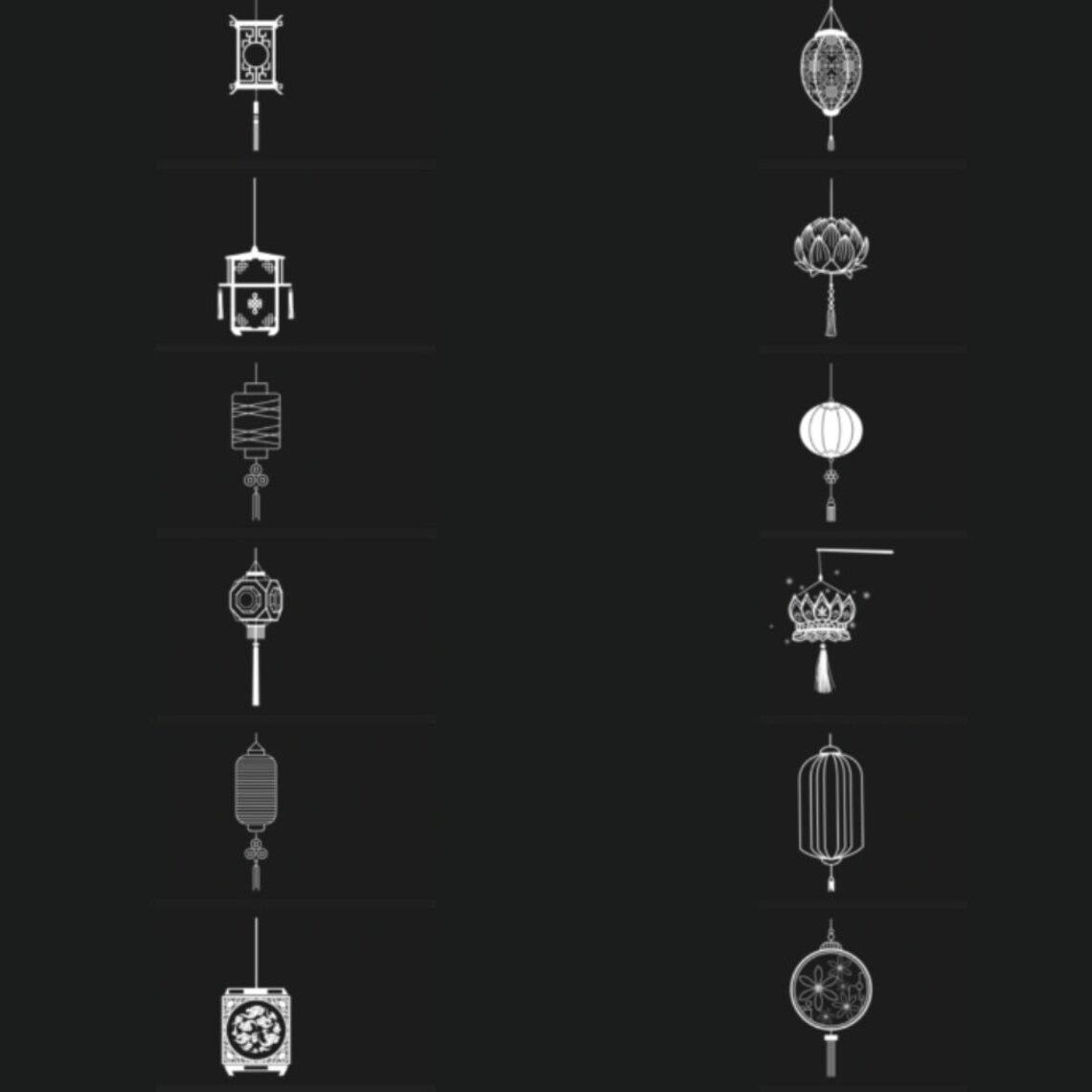 50 Lantern Brushes for PS & Procreate Stamps, Chinese and Japanese ...