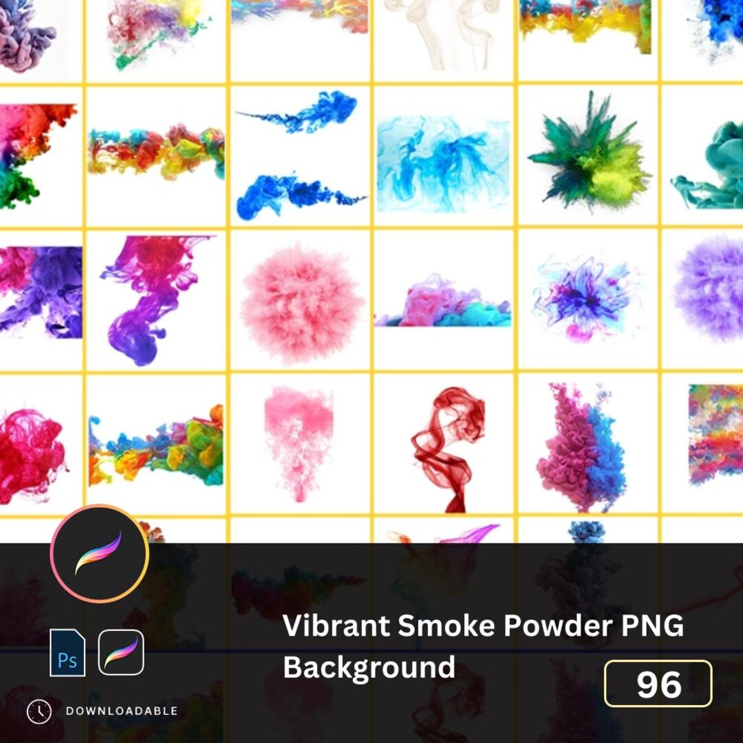 90+ Vibrant Smoke Powder Procreate Background PNG- Create Abstract ...