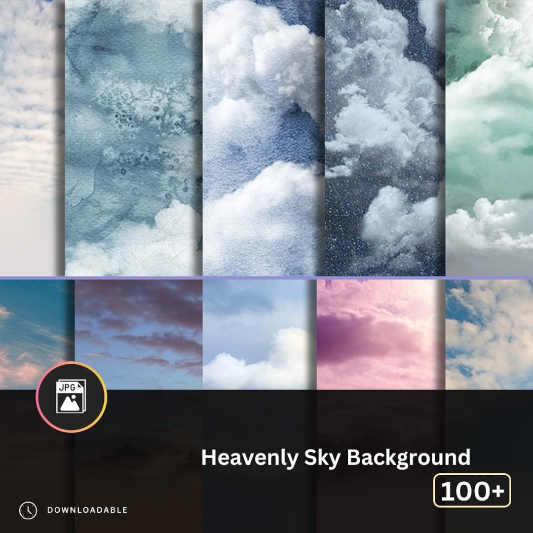 Heavenly Sky Background PNG for Procreate and PS Texture- Stunning Hand ...