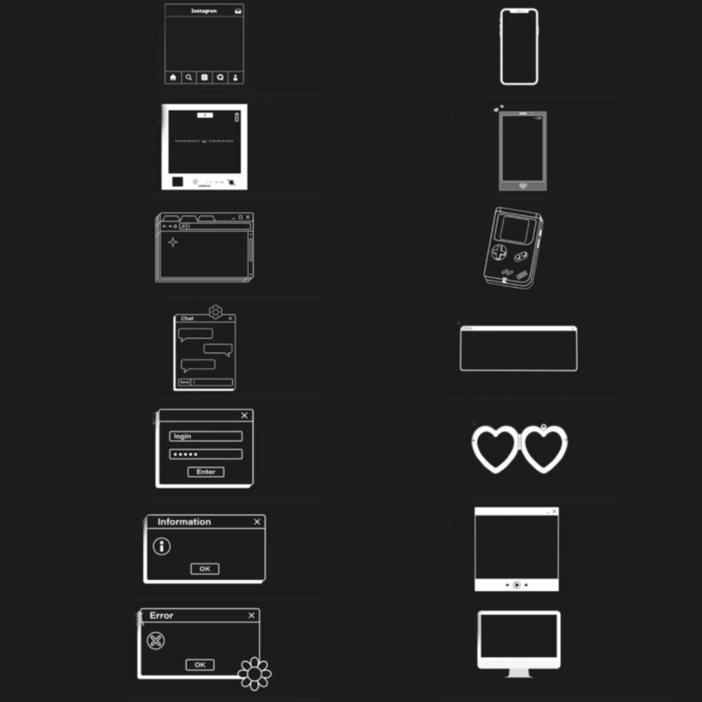 48 Y2K Electronic Popup Retro Phone Frames | Cartoon Music Player ...