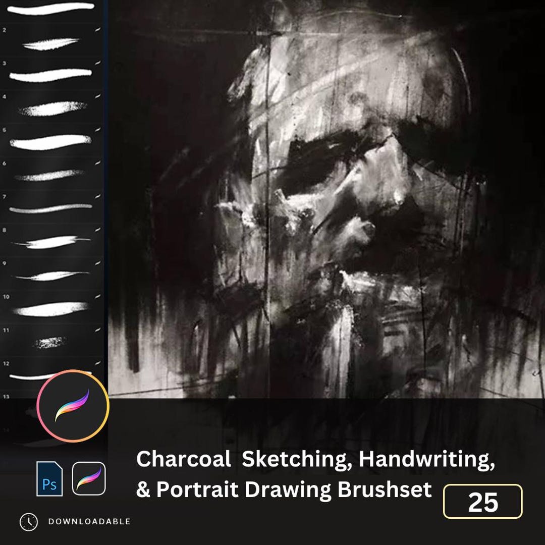25 Special Charcoal Collection Procreate Brush Versatile Tools for ...