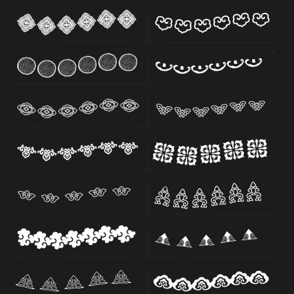 60 Oriental Style Border Trim Pattern Brushes for Photoshop & Procreate ...