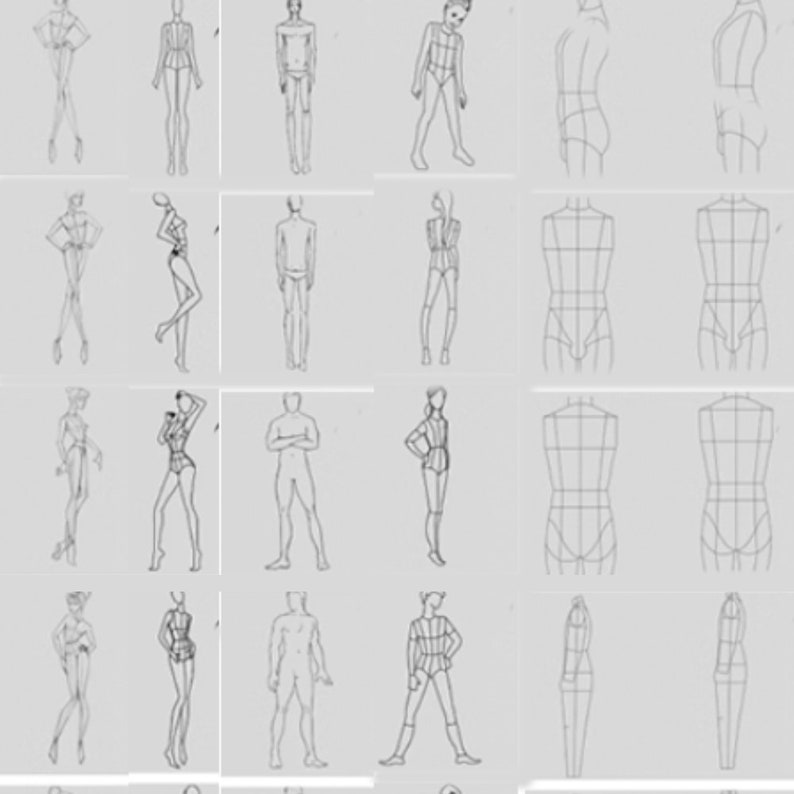290 Procreate Fashion Design Model Sketch Brushes Dynamic Pose & Figure ...