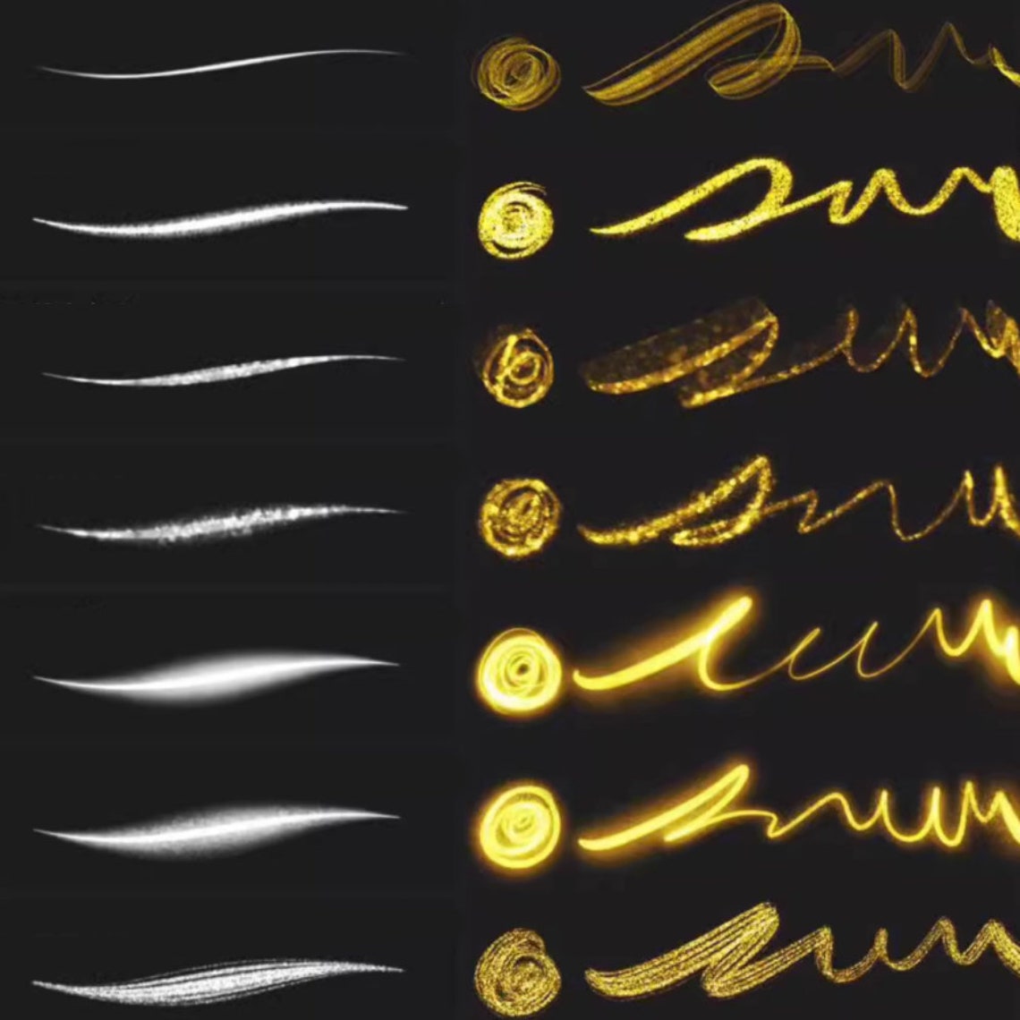 20 Anime Golden Glitter Procreate Brushes Foil, Sparkles, Shiny Gold ...