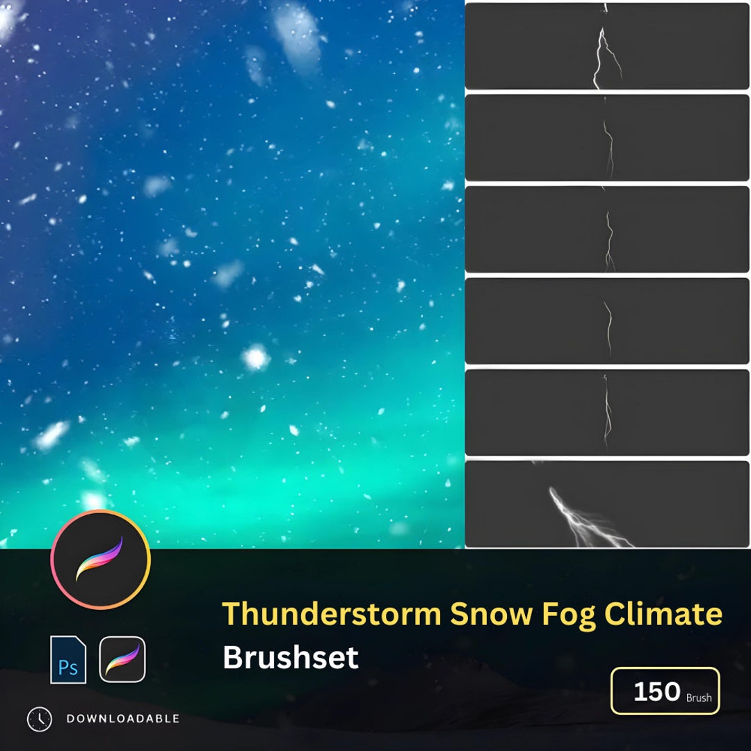 150 Procreate Brushes for Weather Effects Rain, Snow, Fog, Lightning ...