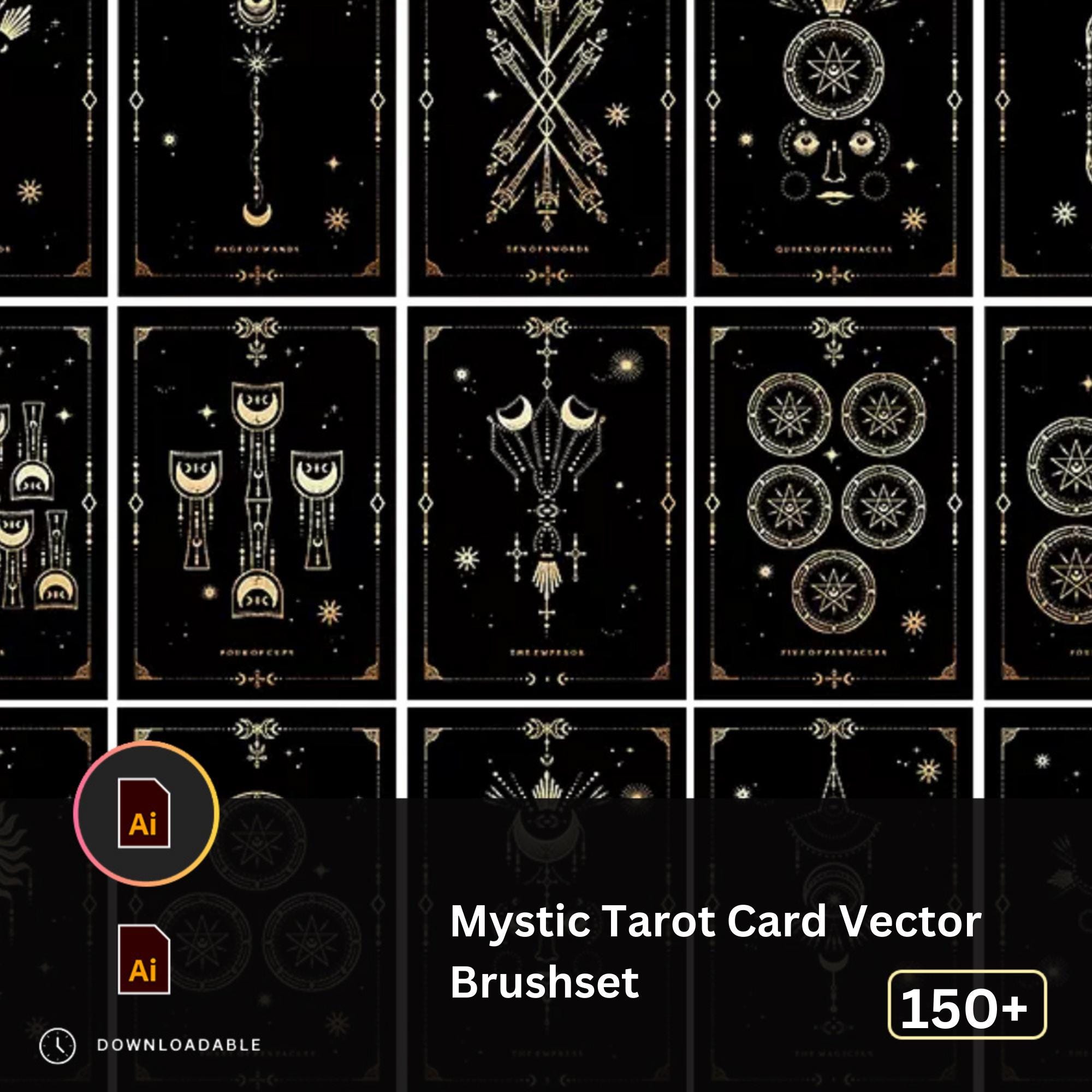 150+ Tarot Card Symbols, Mystic Hand Gestures, Zodiac Signs, Celestial ...