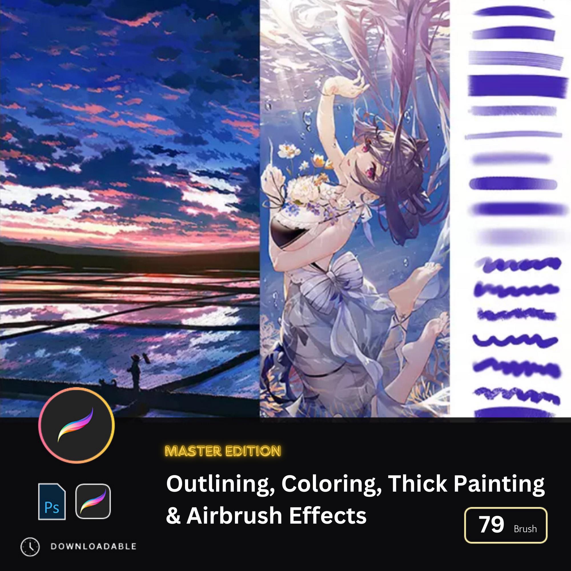 Outlining, Coloring, Thick Painting Airbrush Effects Procreate ...