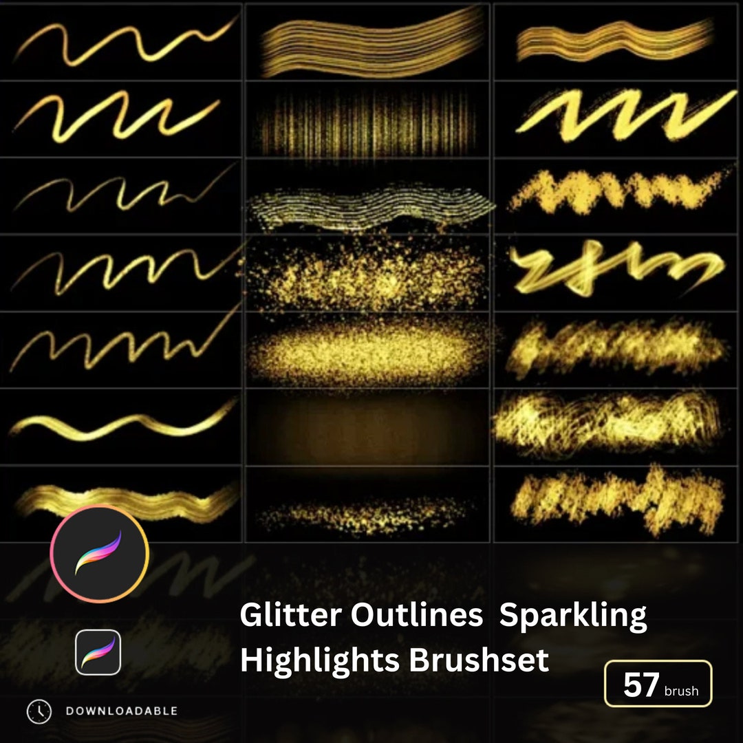 50+ Gold Foil Procreate Brushes | Gilded Outlines Glitter Makeup ...