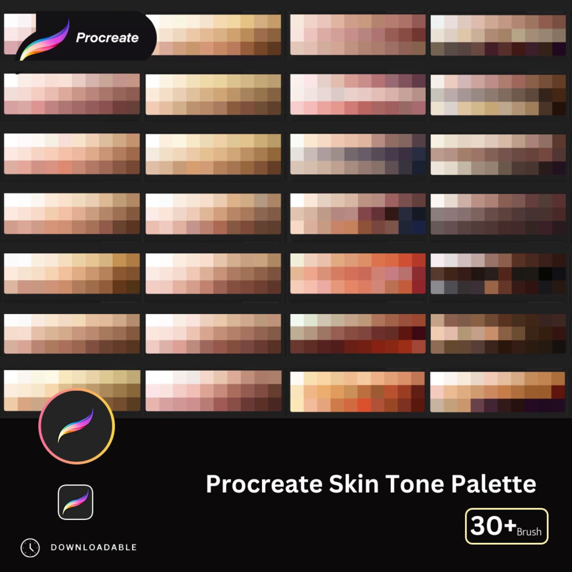 30+ Skin Tone Swatch Color Palette Procreate | Anime Character Coloring ...